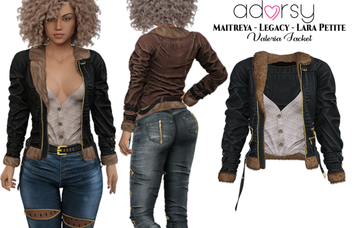 Second Life Marketplace - adorsy - Valeria Jacket Black - Maitreya/Legacy/Lara Petite